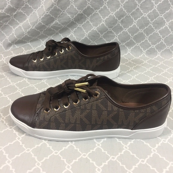 Michael Kors | Shoes | Michael Kors City Sneakers Brown Mk Logo | Poshmark